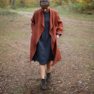 Long Linen Coat / Women‘s Jacket / Dropped Linen Jacket / Elegant ...