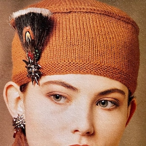 Vintage Knitted Hat Pattern Pill Box Shaped Design Knitting Tutorial ...