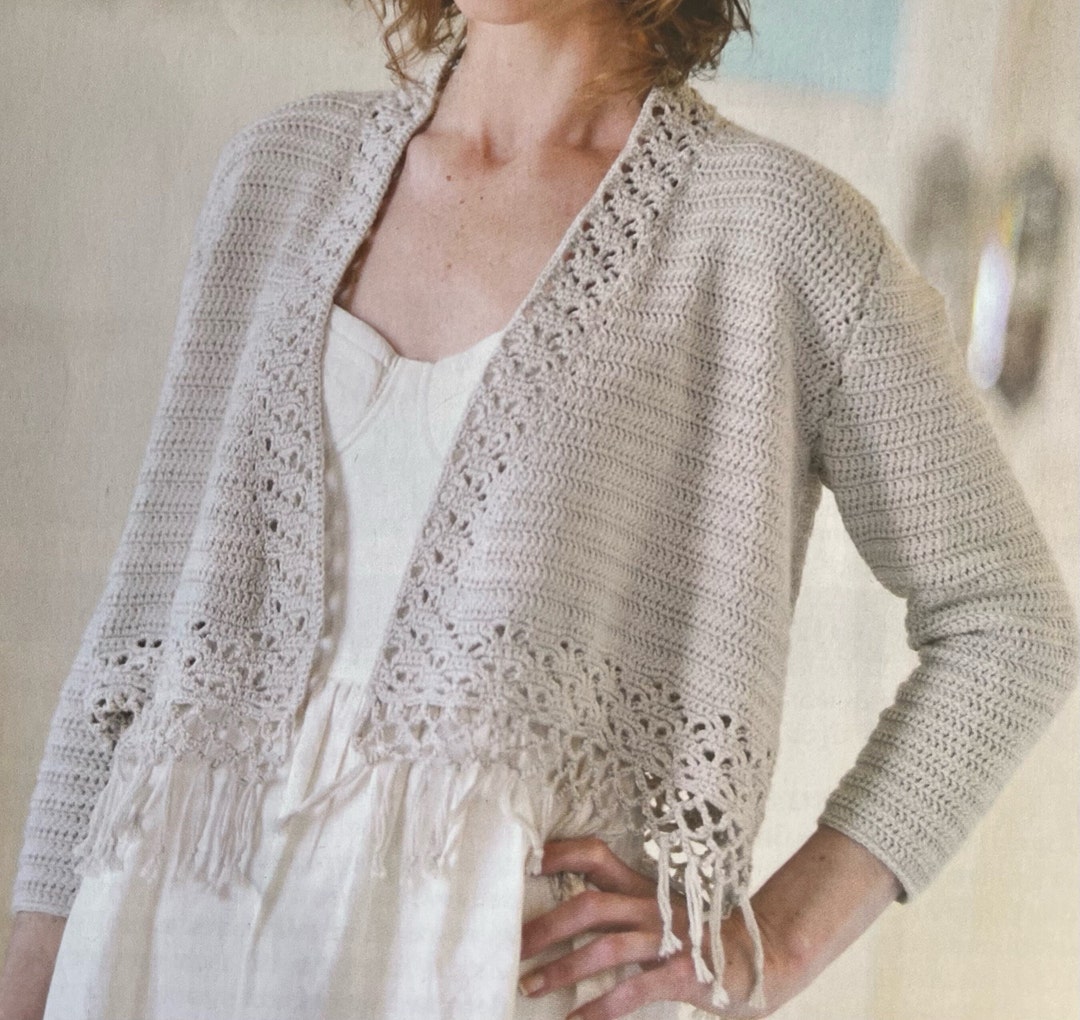 Crochet Lace Cardigan Pattern Long Lacy Edging With Long Flowing Chic ...