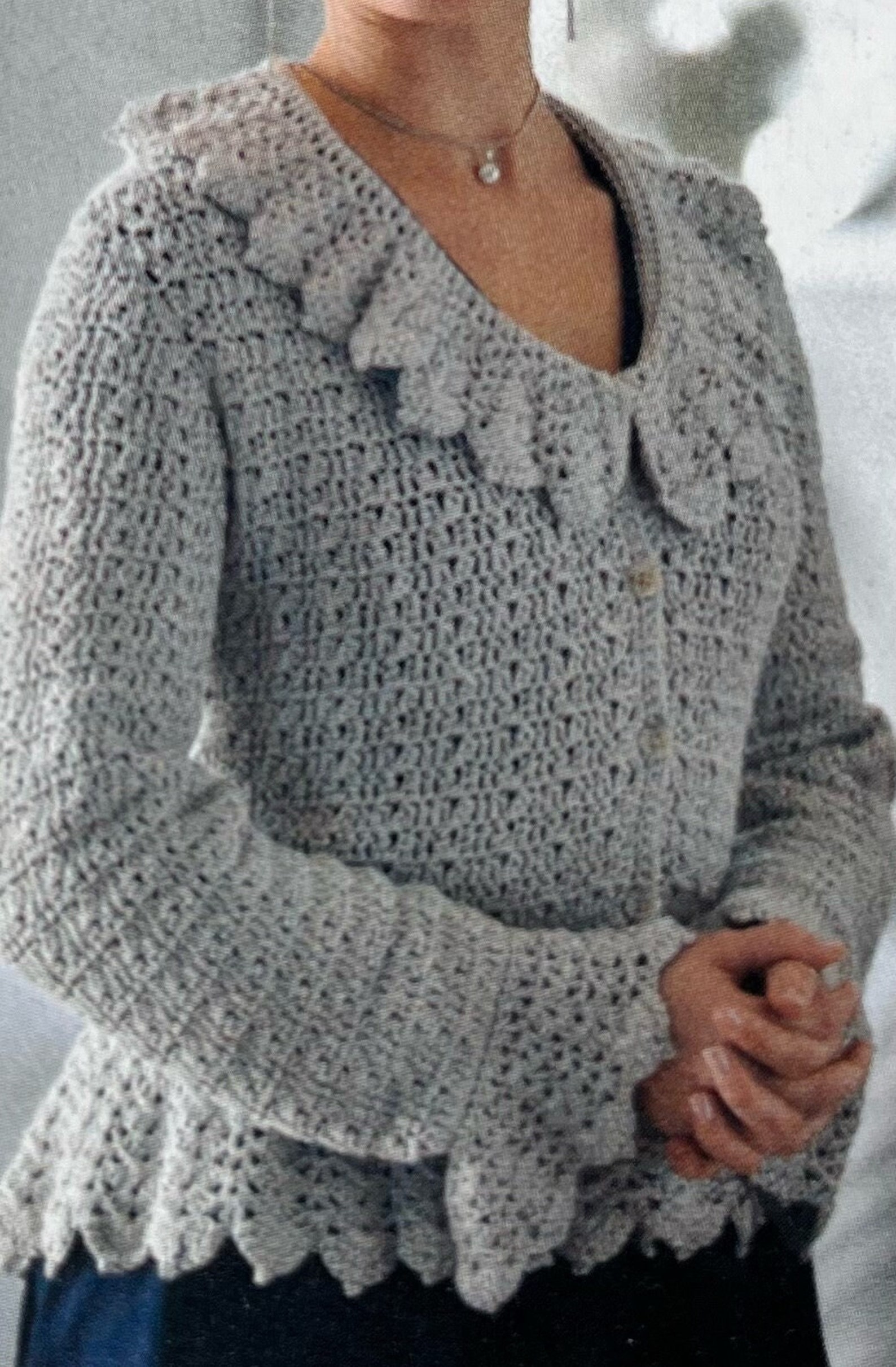 Crochet Lacy Cardigan Pattern Create a Frilly Collar and Cuffs With ...