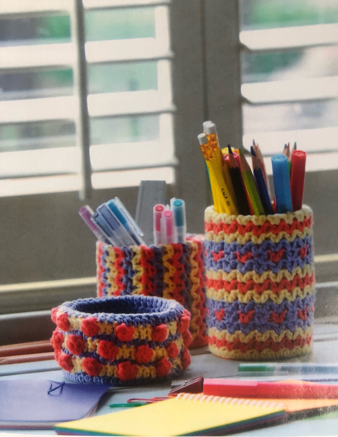 Upcycle Crochet Desk Tidy Set Pattern Recycle Old Tins Eco Crochet ...