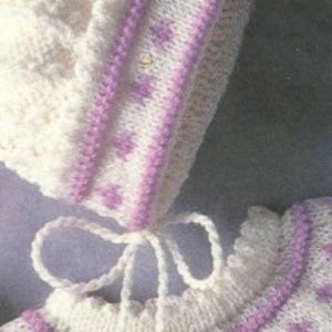 Knitted Baby Angel Top Pattern Knit Matching Bonnets and Booties ...