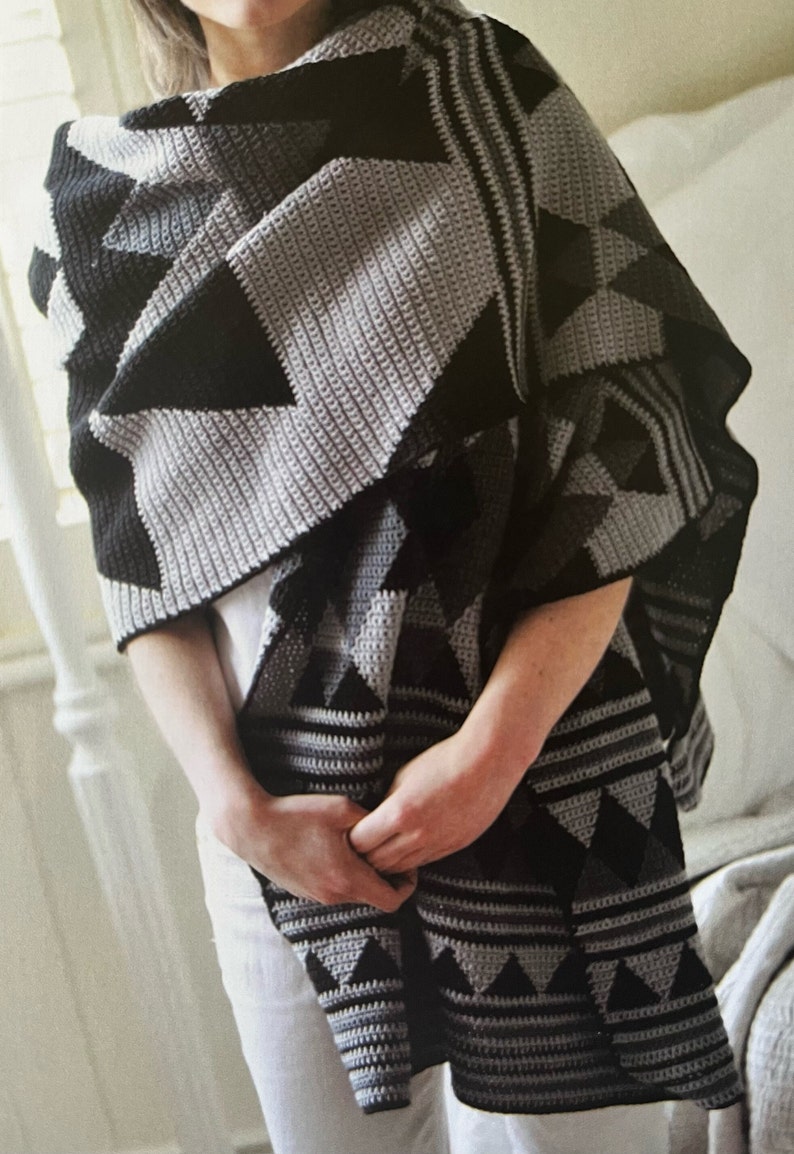 Crochet A Cosy Wrap Pattern Monochrome Aztec Style Blanket Easy Crochet ...