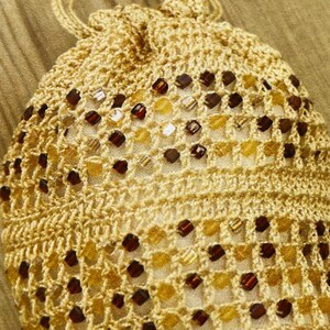 Crochet Drawstring Bag Pattern Cute Little Beaded Pouch Design to Make ...