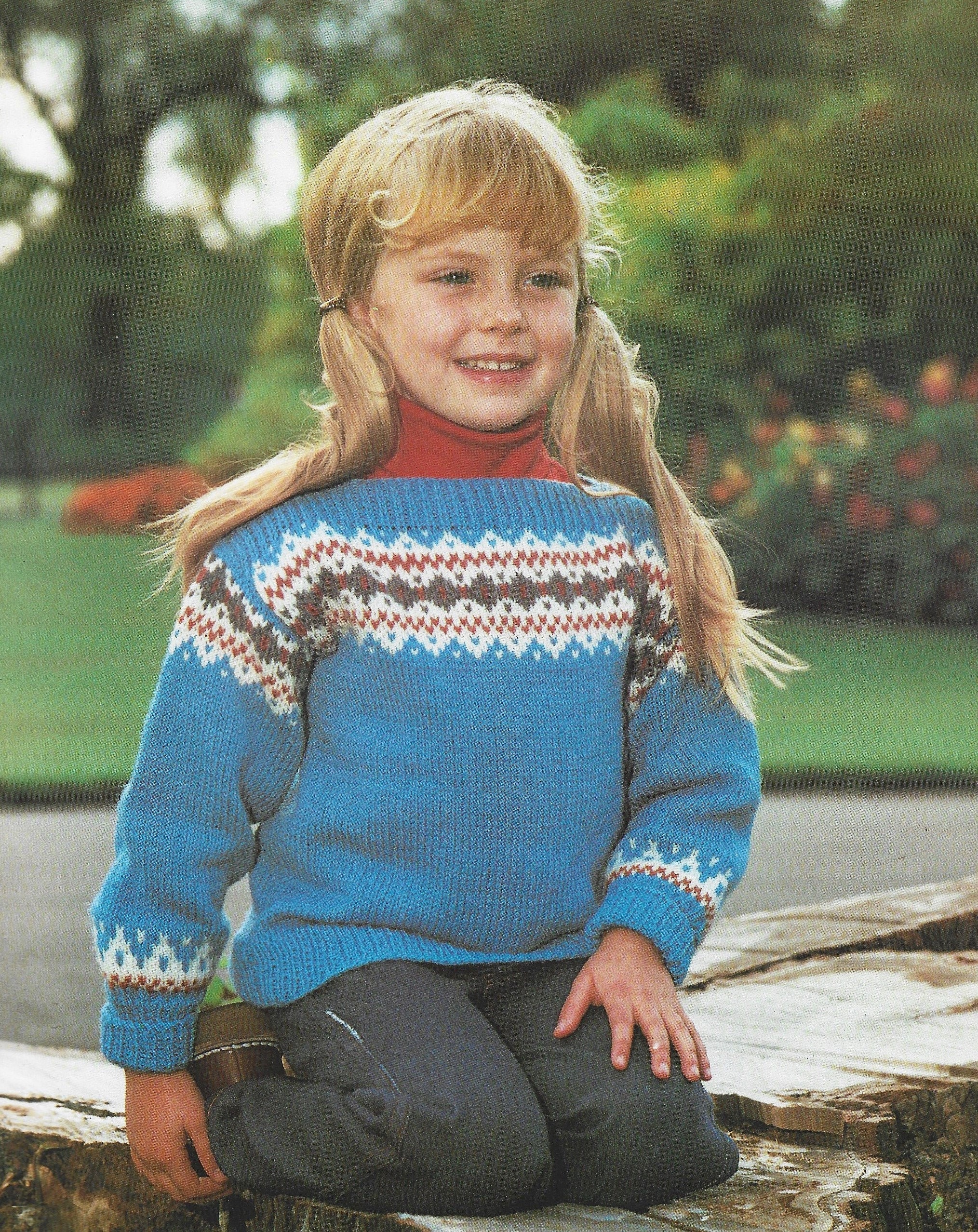 Vintage Childs Fair-isle Sweater 1980s Classic Knitting Pattern Instant ...