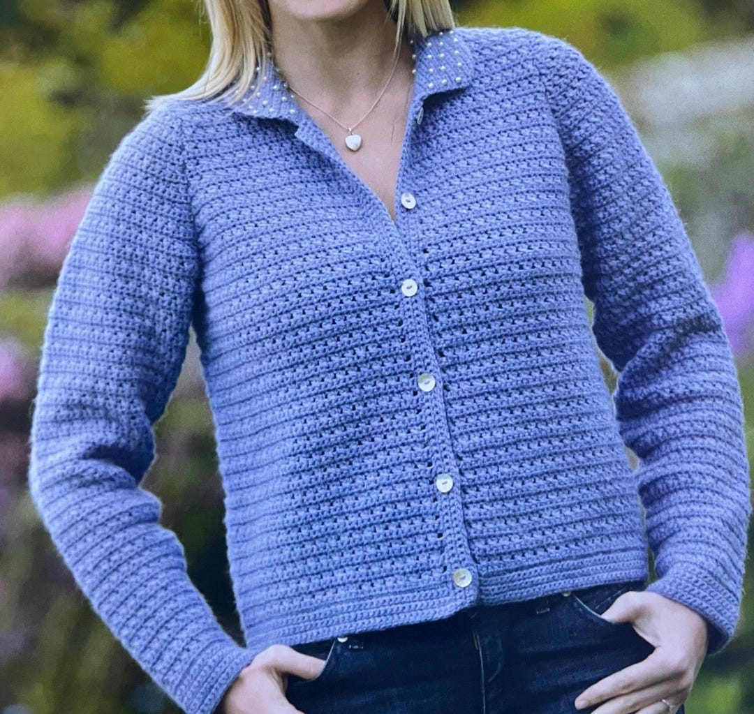Crochet Beaded Collar Cardigan Pattern Create A Stunning Classic Cardi ...