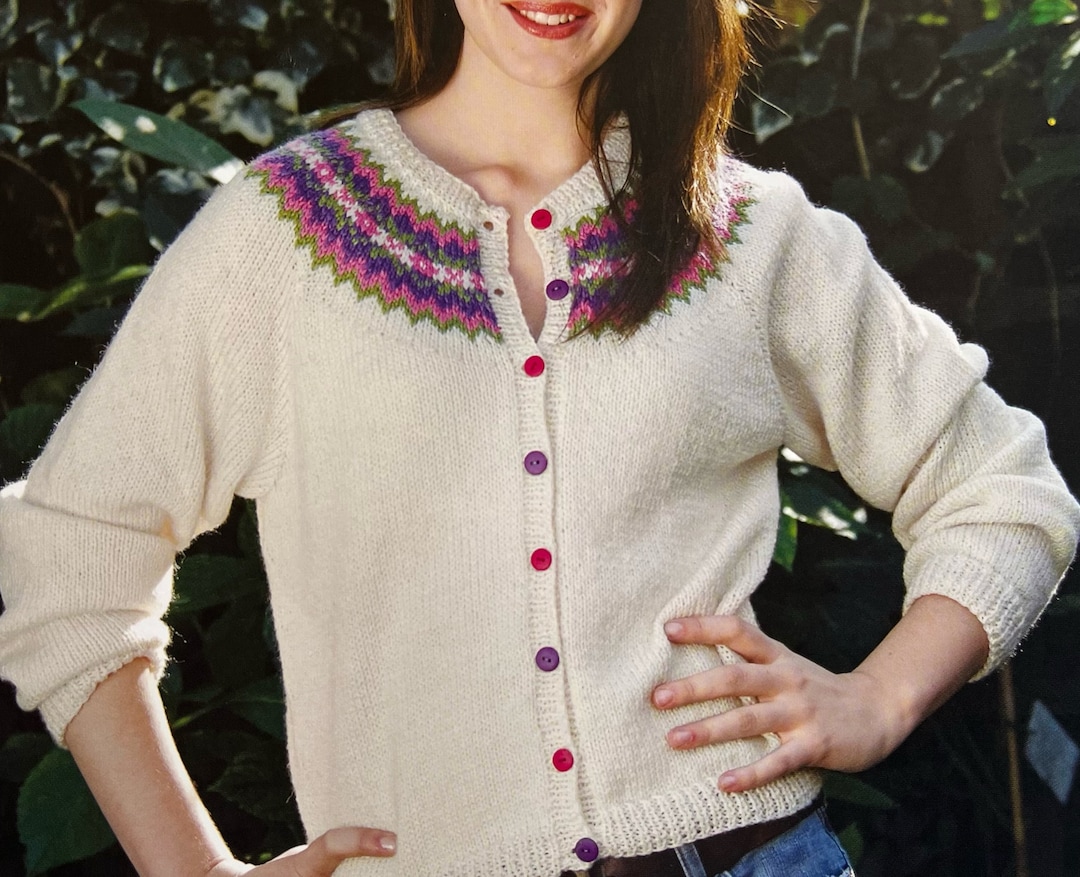 Knitted Fair Isle Cardigan Pattern Knitting PDF Instant - Etsy Australia