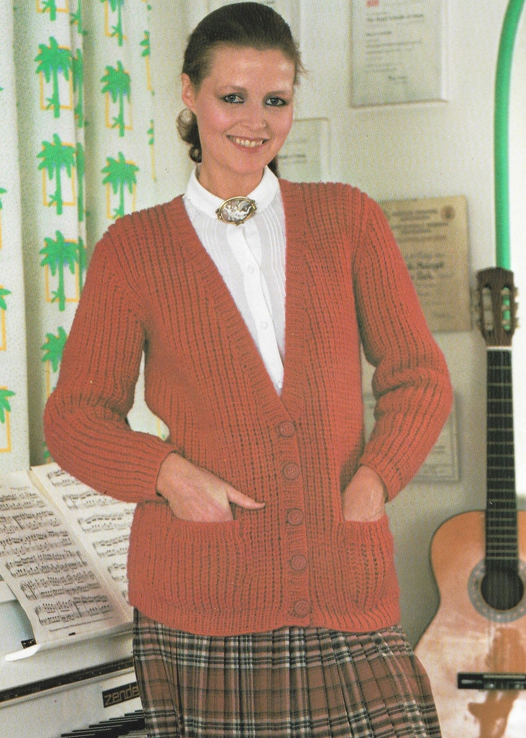 Rare Knitting 1980s Classic Vintage Longline Cardigan Knit A Cosy Retro ...