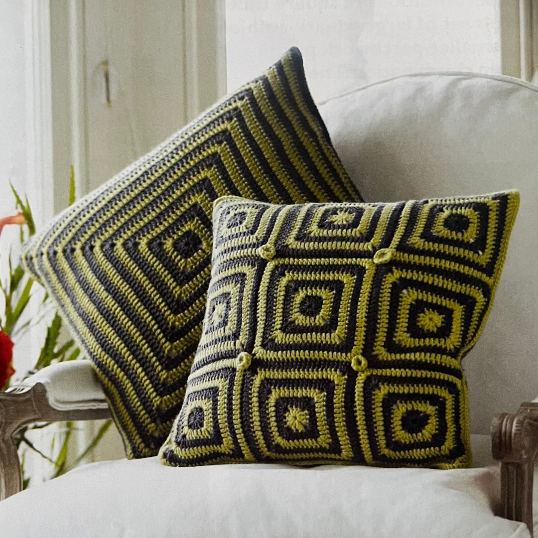 Crochet Granny Square Cushion Pattern Two Colourful Pillow Designs to ...