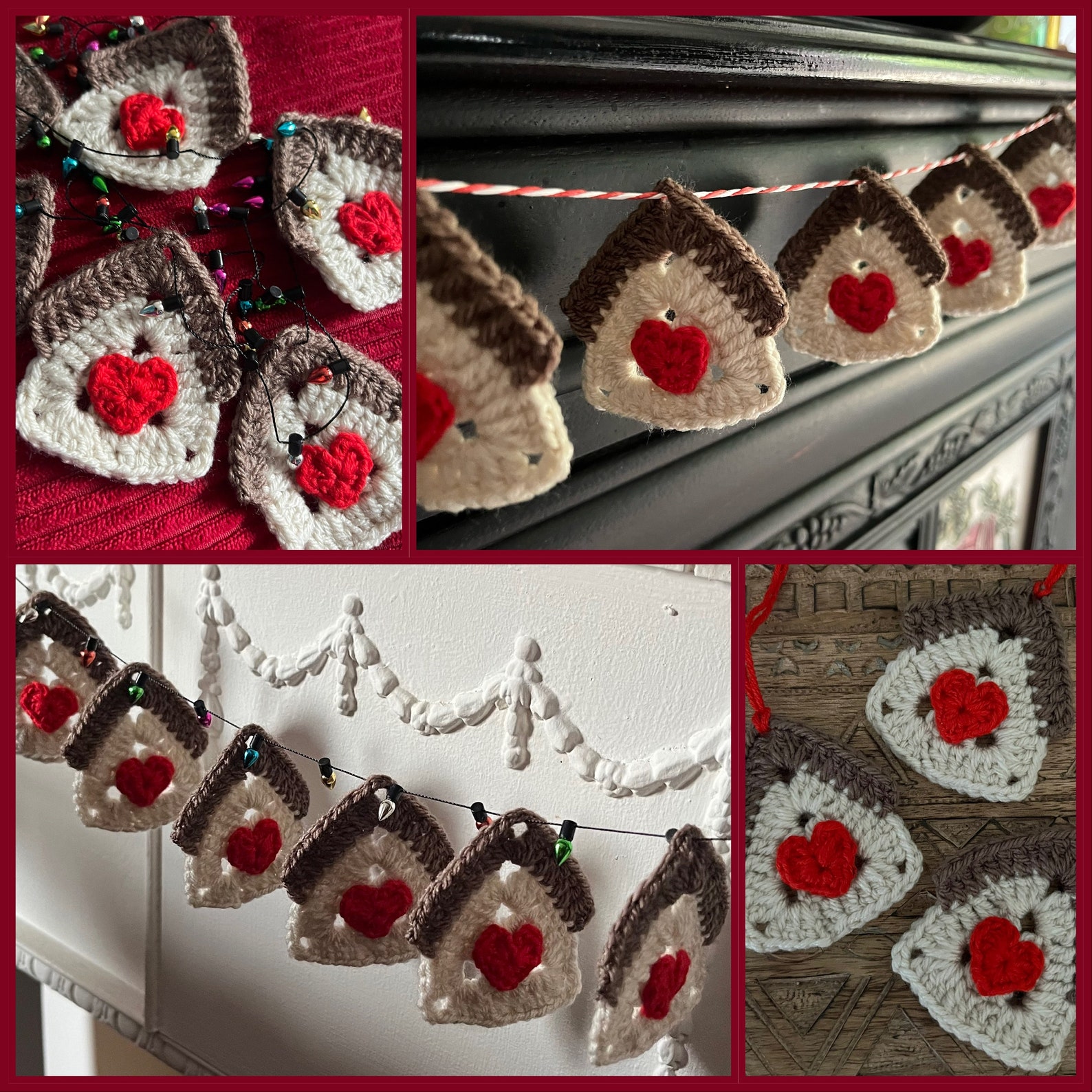 Crochet Cottage House Heart Appliqué Pattern Easy DIY Decorating Décor ...