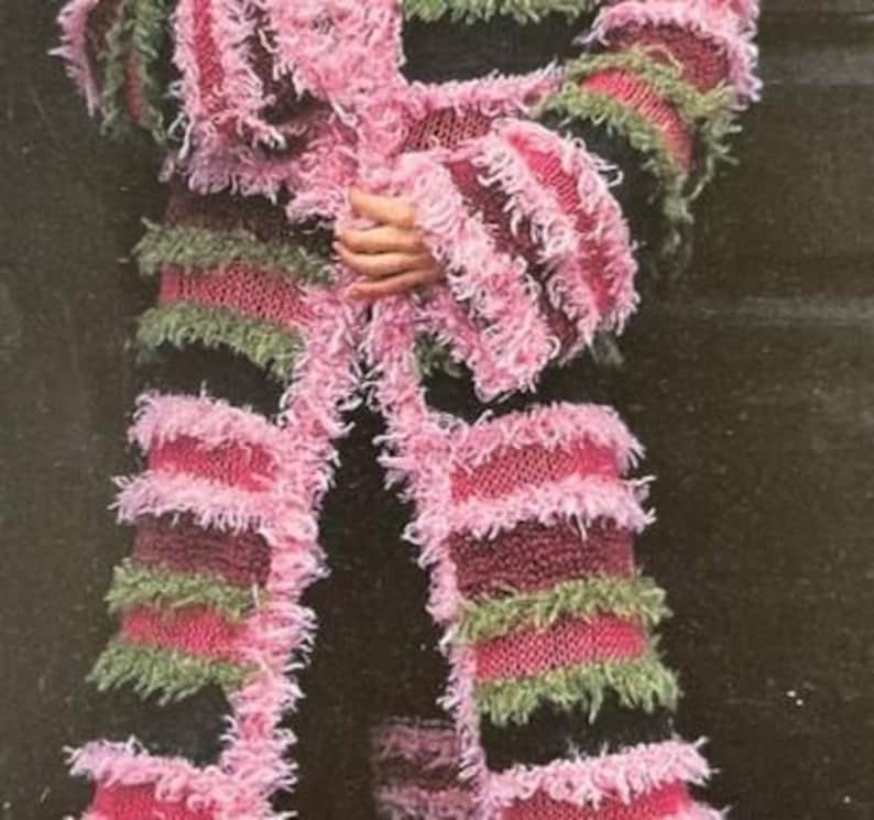 Knitted Long Cardigan Pattern Fluffy Striped Jacket Design Knitting ...