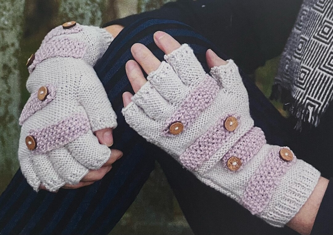 Knitted Button Tab Mittens Pattern Knit Cosy Winter Gloves With This ...