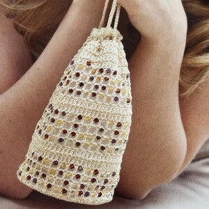 Crochet Drawstring Bag Pattern Cute Little Beaded Pouch Design to Make ...