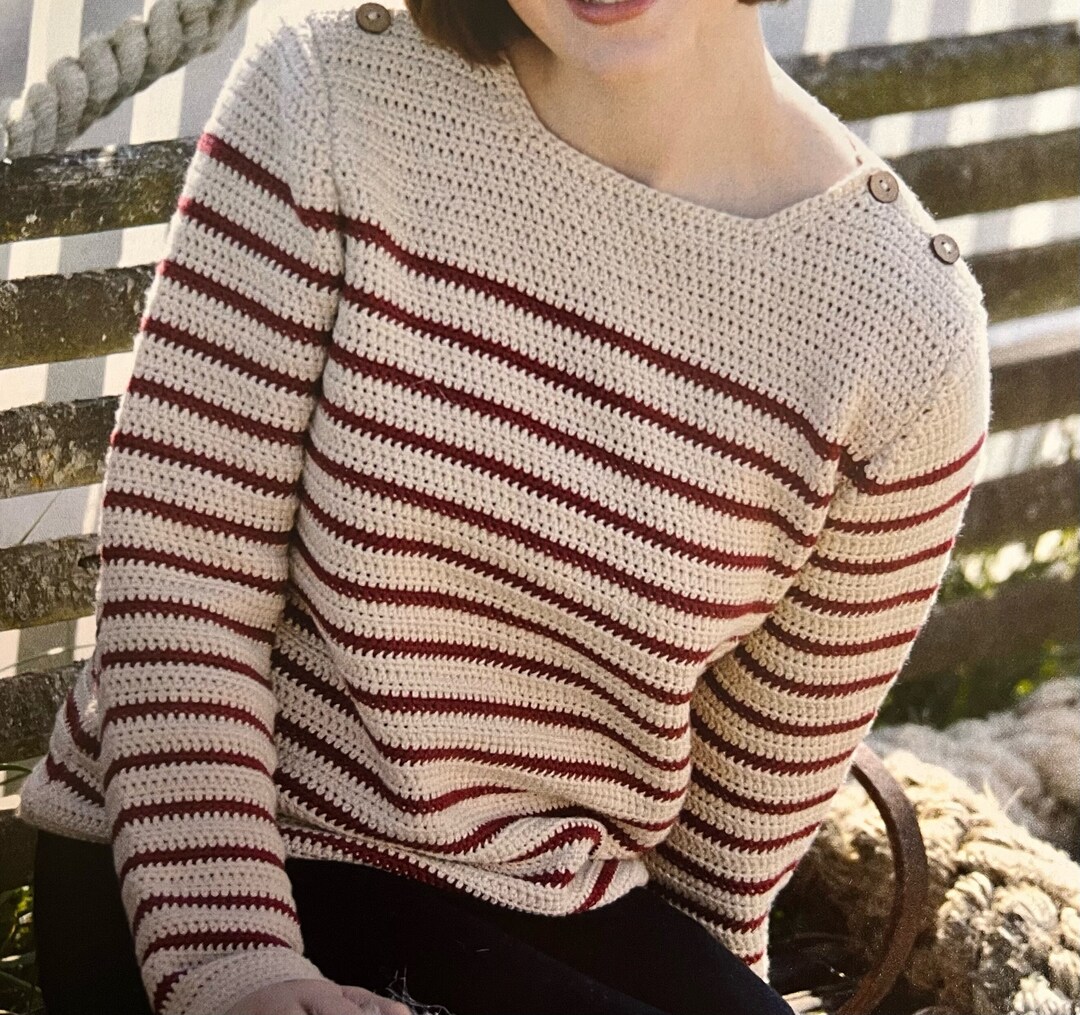 Beautiful Crochet Striped Sweater Pattern Crocheting A Breton Style ...