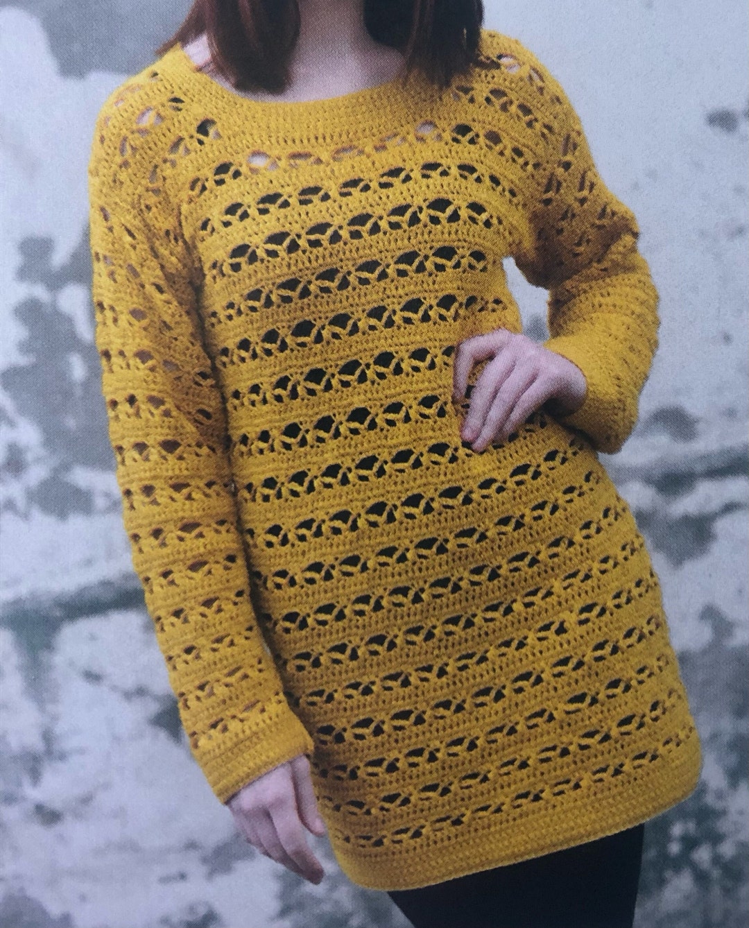 Beautiful Crochet Long Jumper Pattern Stretchy Openwork Tunic Top Crocheting Tutorial Instant ...