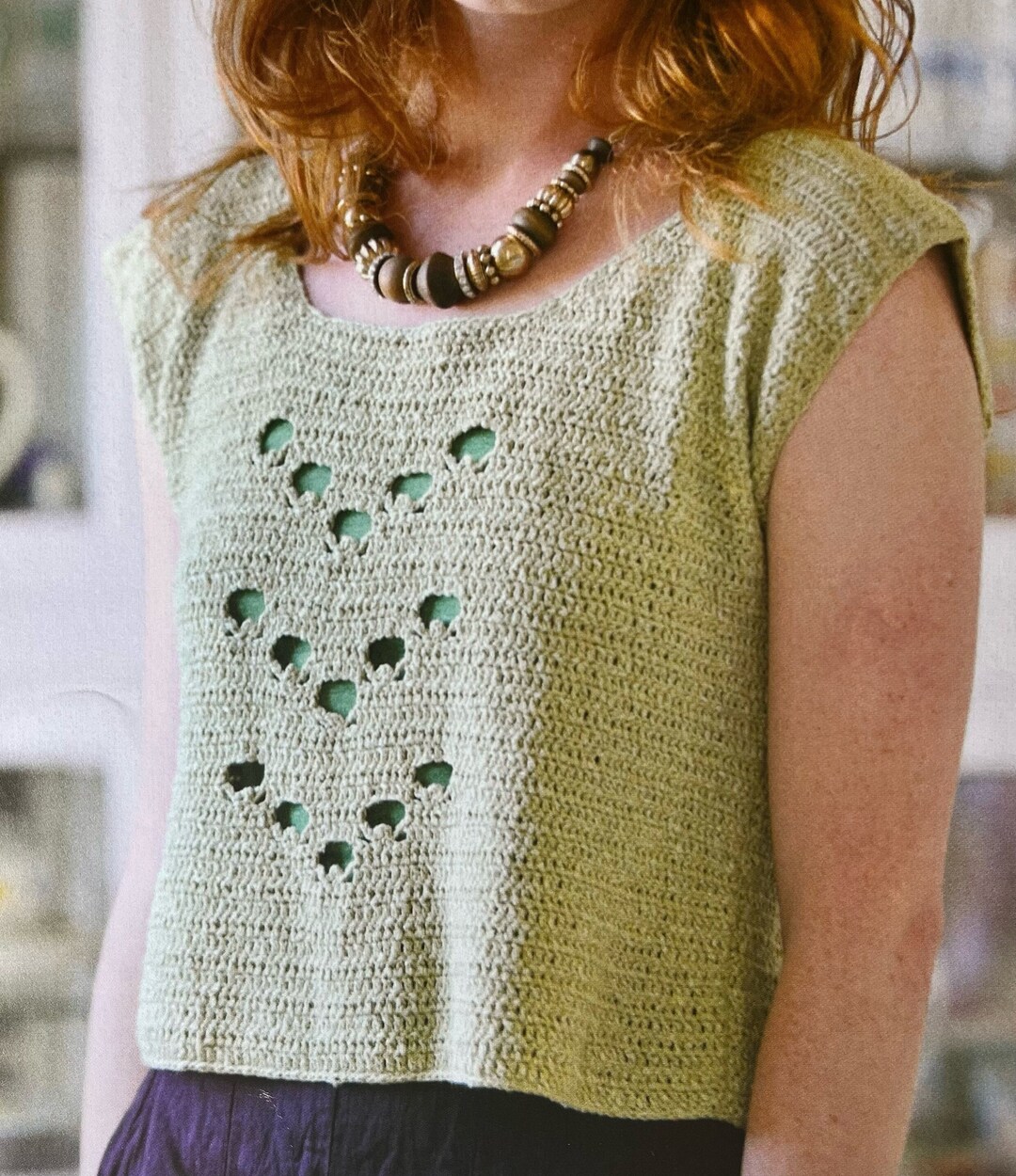 Stunning Crochet Cut Out Vest Pattern Chevron Summer Top Crocheting ...