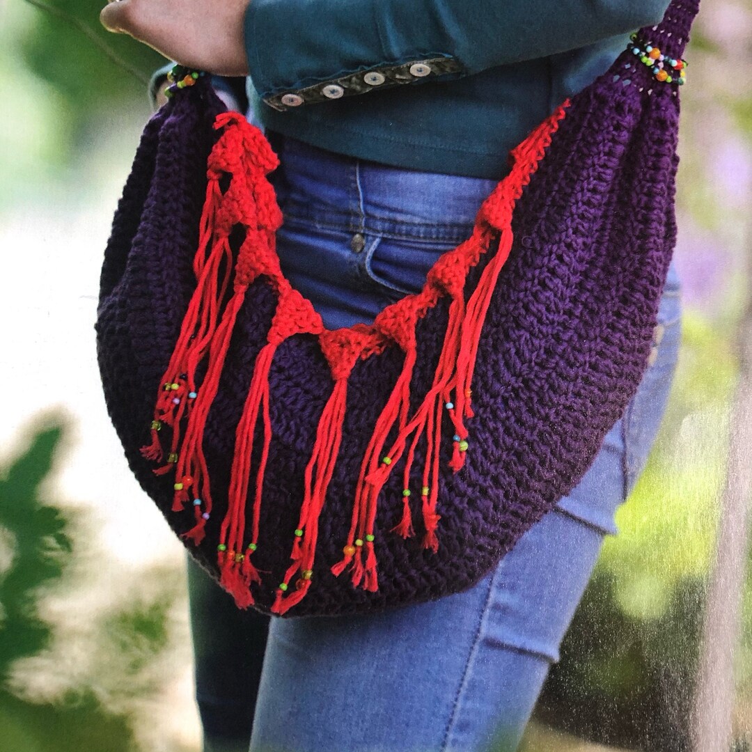 Crochet Crescent Shaped Bag Pattern Modern Bohemian Style Shape Design ...