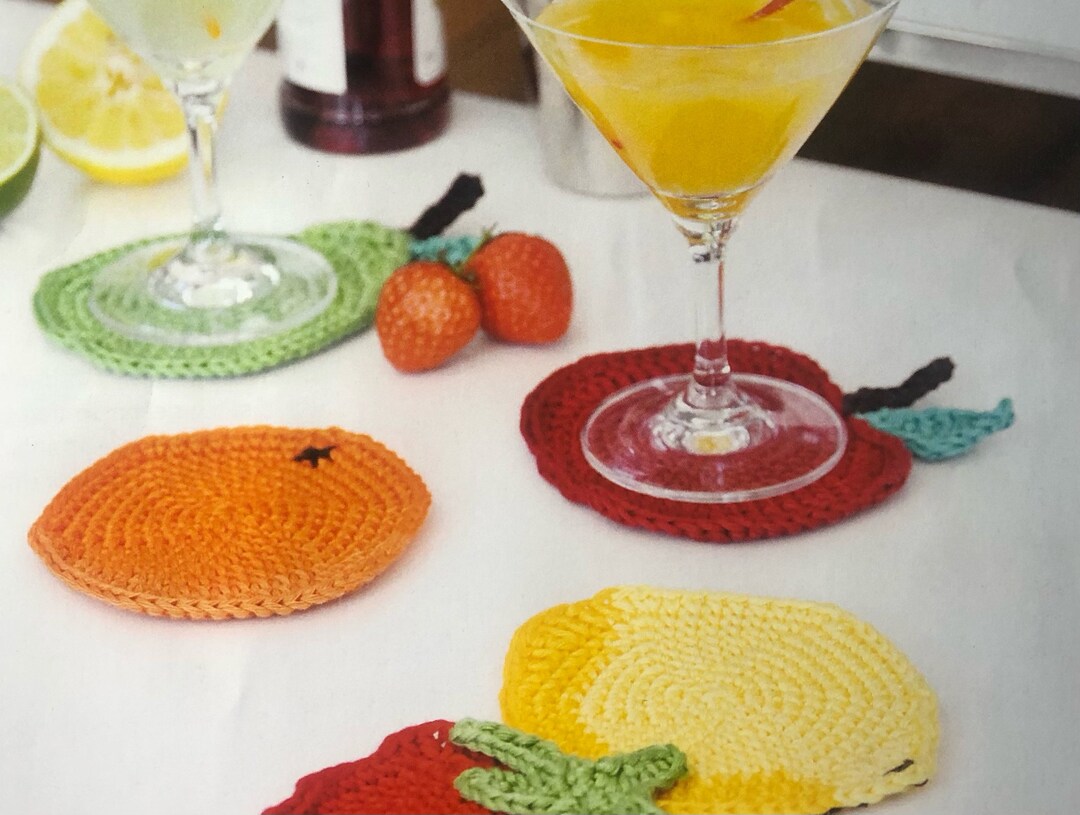 Easy Crochet Coaster Pattern Create Fruity Cocktail Make Place Mats for ...