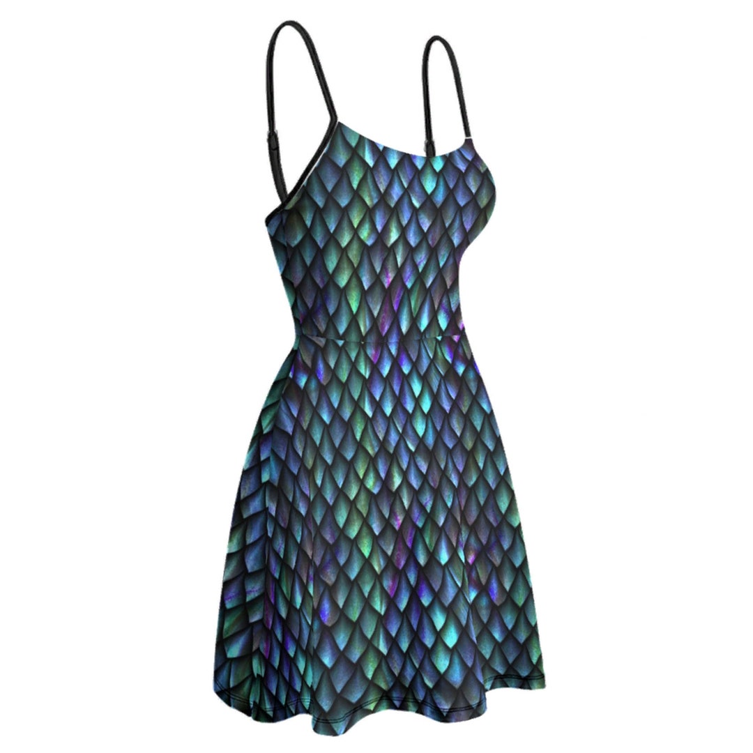 Dragon Scale Dress, Women's Summer Dress, Spaghetti Strap Sundress ...
