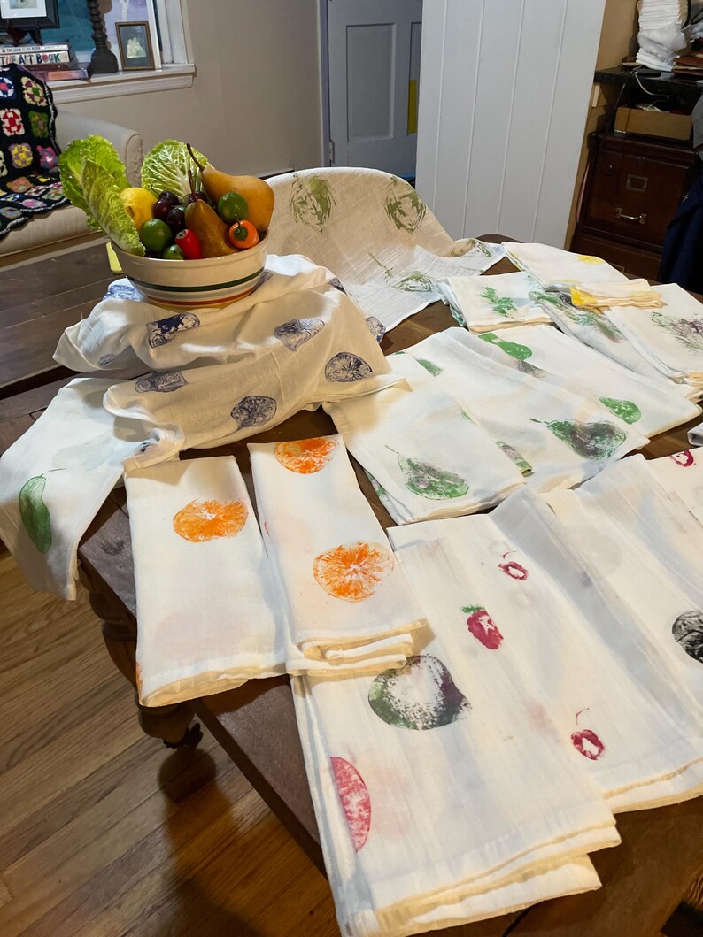 Hand Stamped 24 X 24 Tea Towels - Etsy