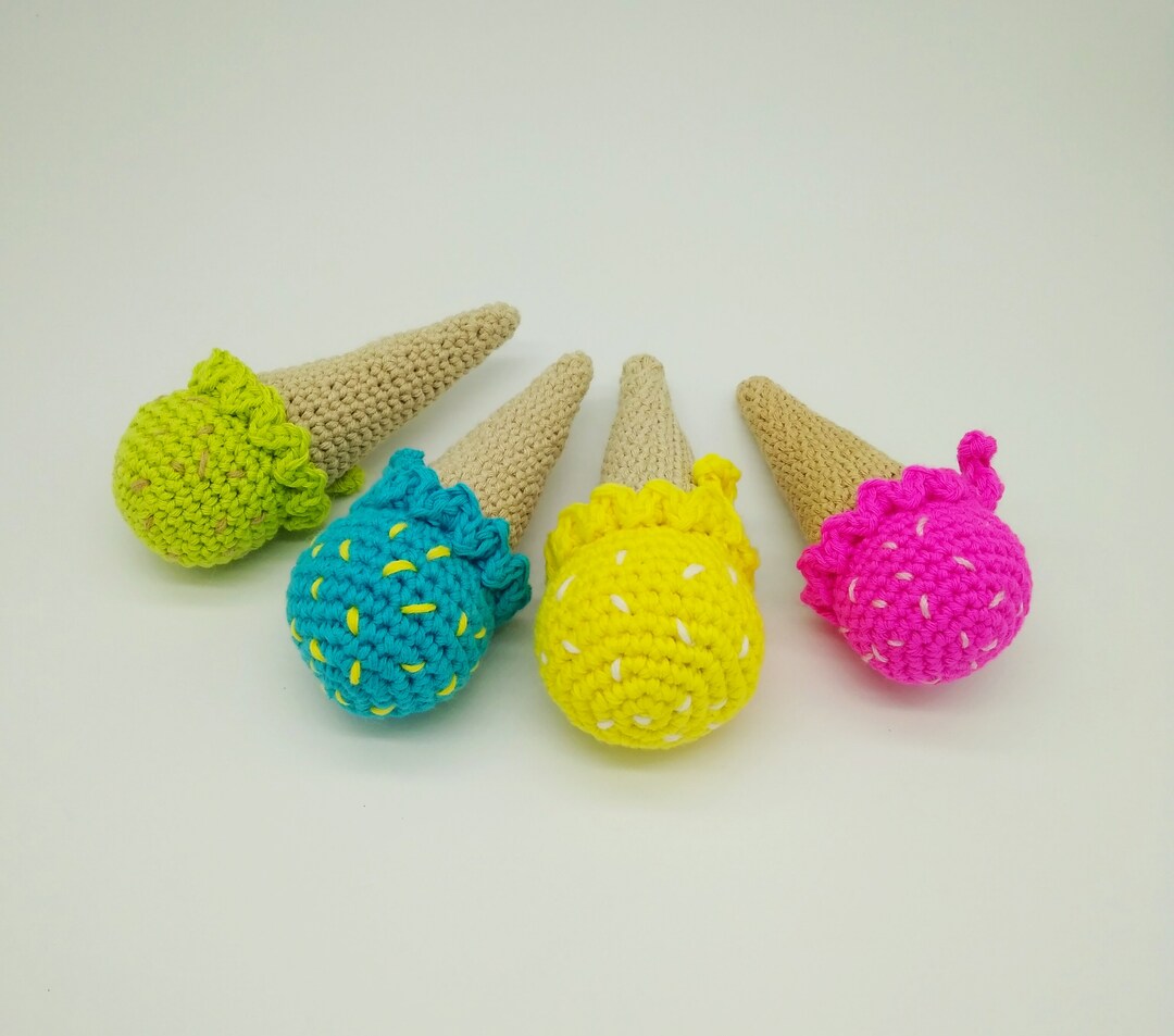 Handmade Icecream Cornetto Crochet Rattle Amigurumi READY TO SHIP - Etsy