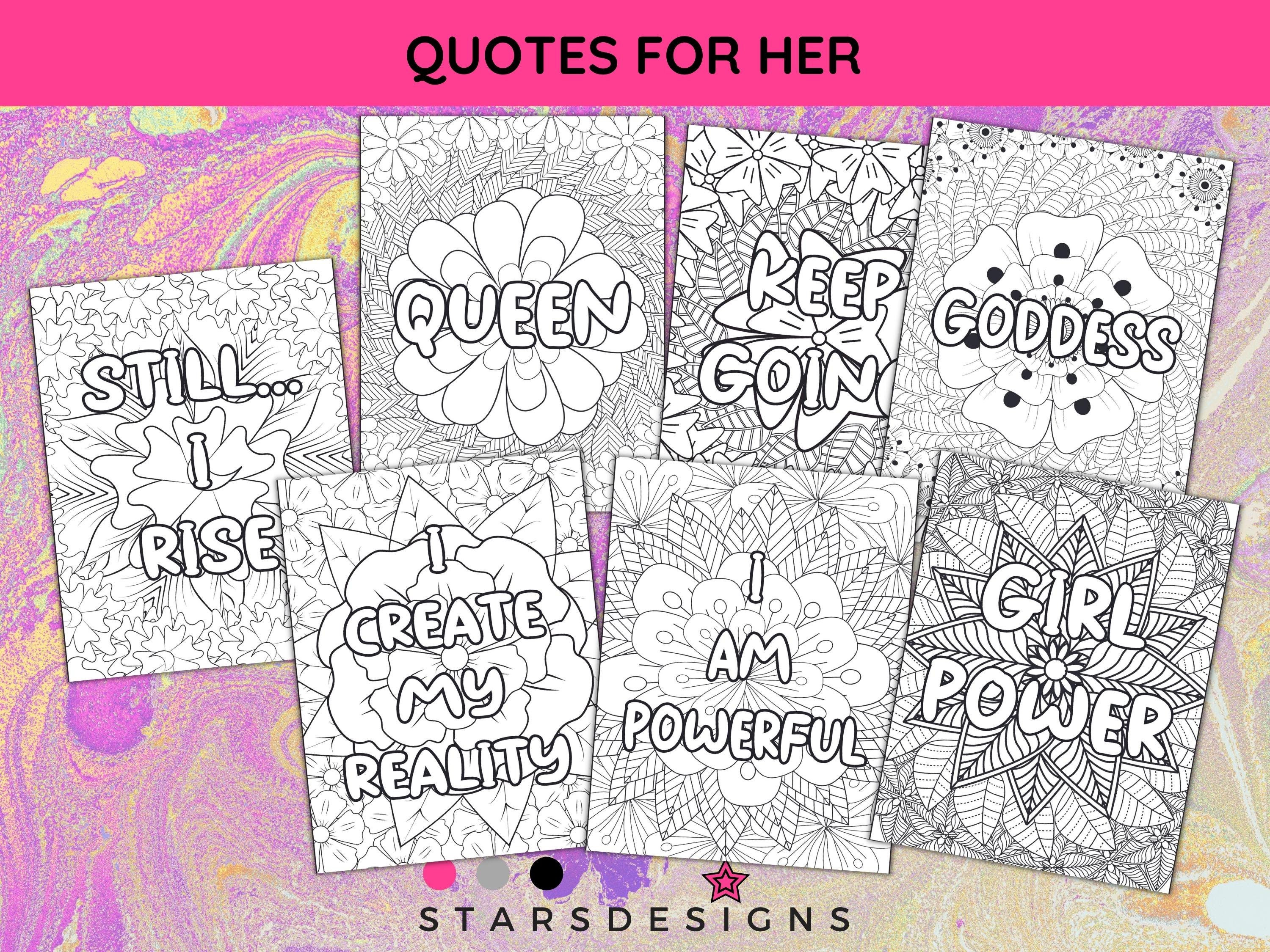 Strong Women Quotes for Her Coloring Pages for Adults - Etsy