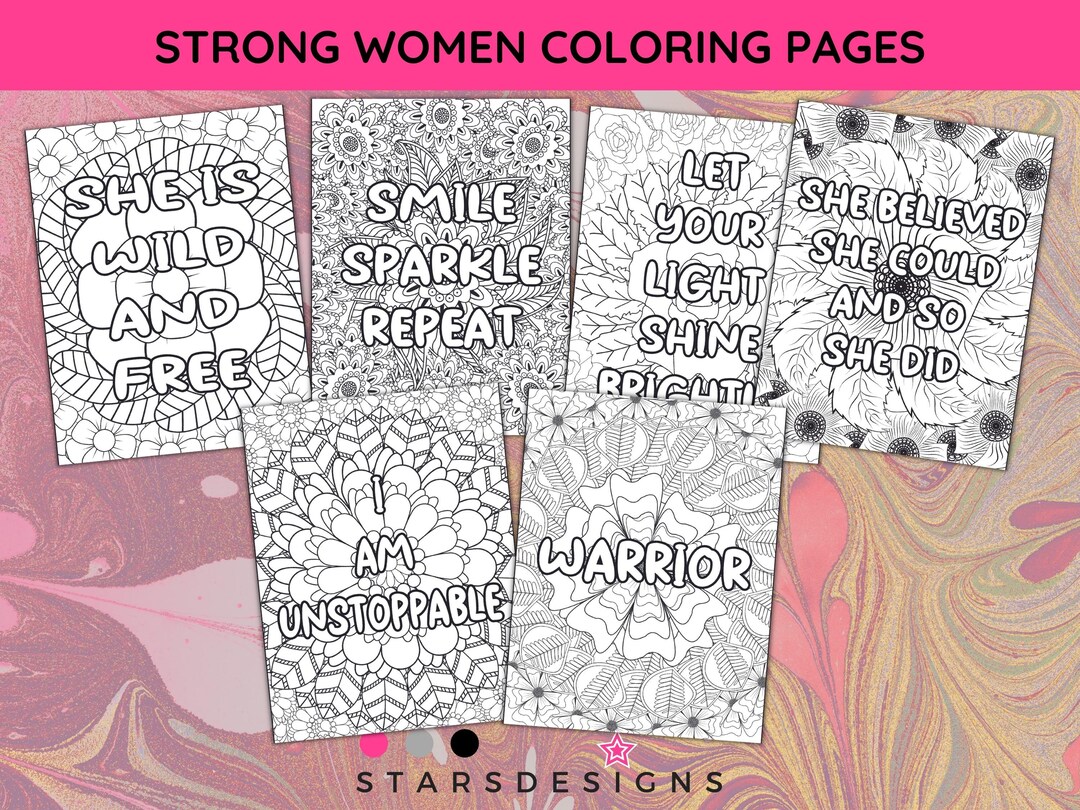 Strong Women Quotes for Her Coloring Pages for Adults - Etsy