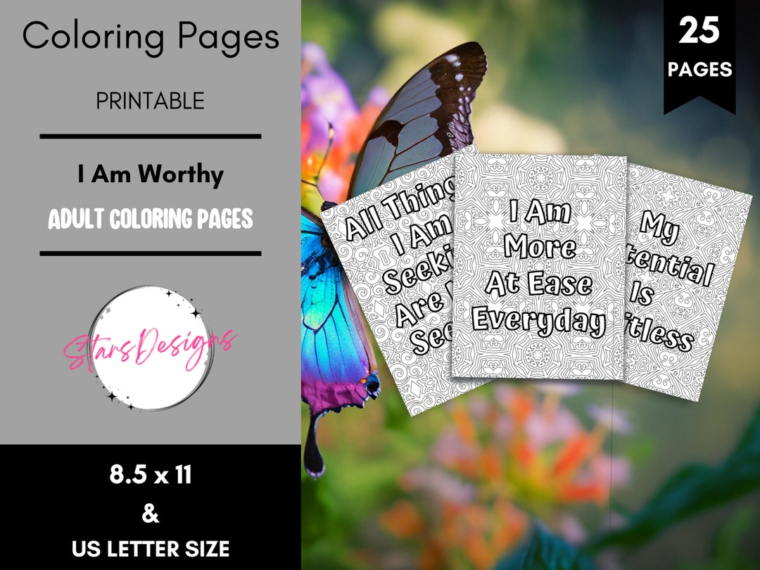 I Am Worthy Coloring Pages for Adults - Etsy