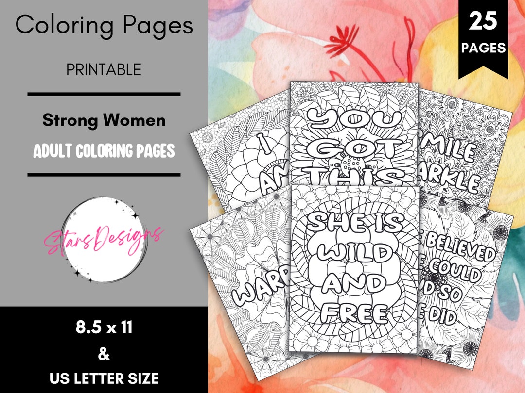 Strong Women - Quotes for Her Coloring Pages for Adults - Etsy