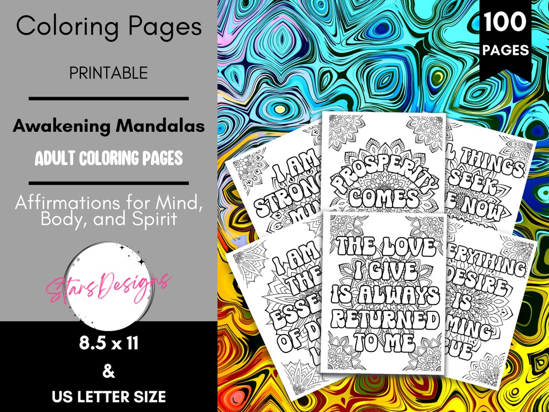 Coloring Pages for Adults Awakening Mandalas - Affirmations for Mind ...