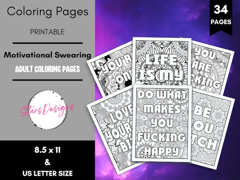 Motivational Swearing Coloring Pages for Adults - Etsy