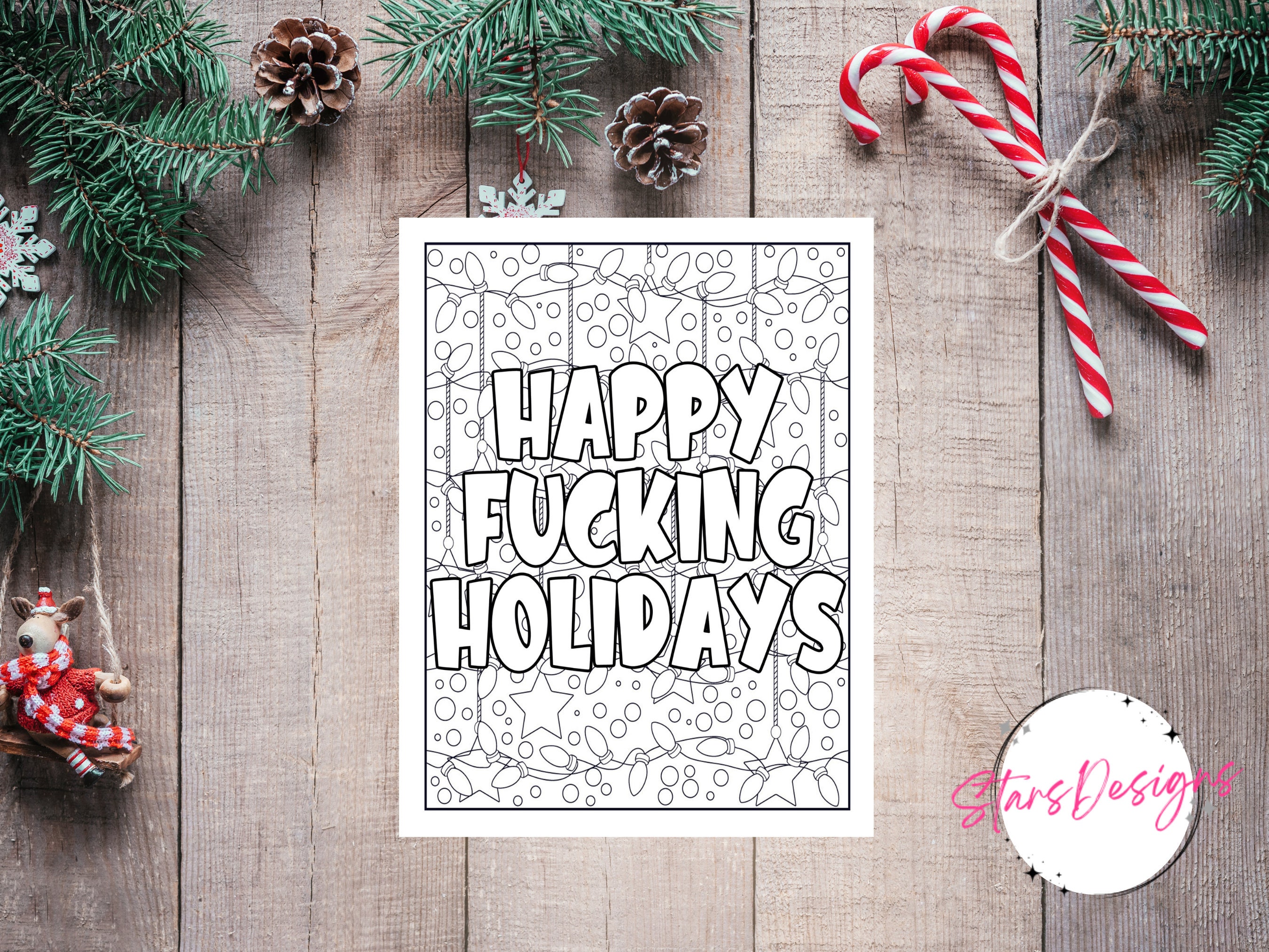 Jolly as F*ck Christmas Coloring Pages for Adults - Etsy