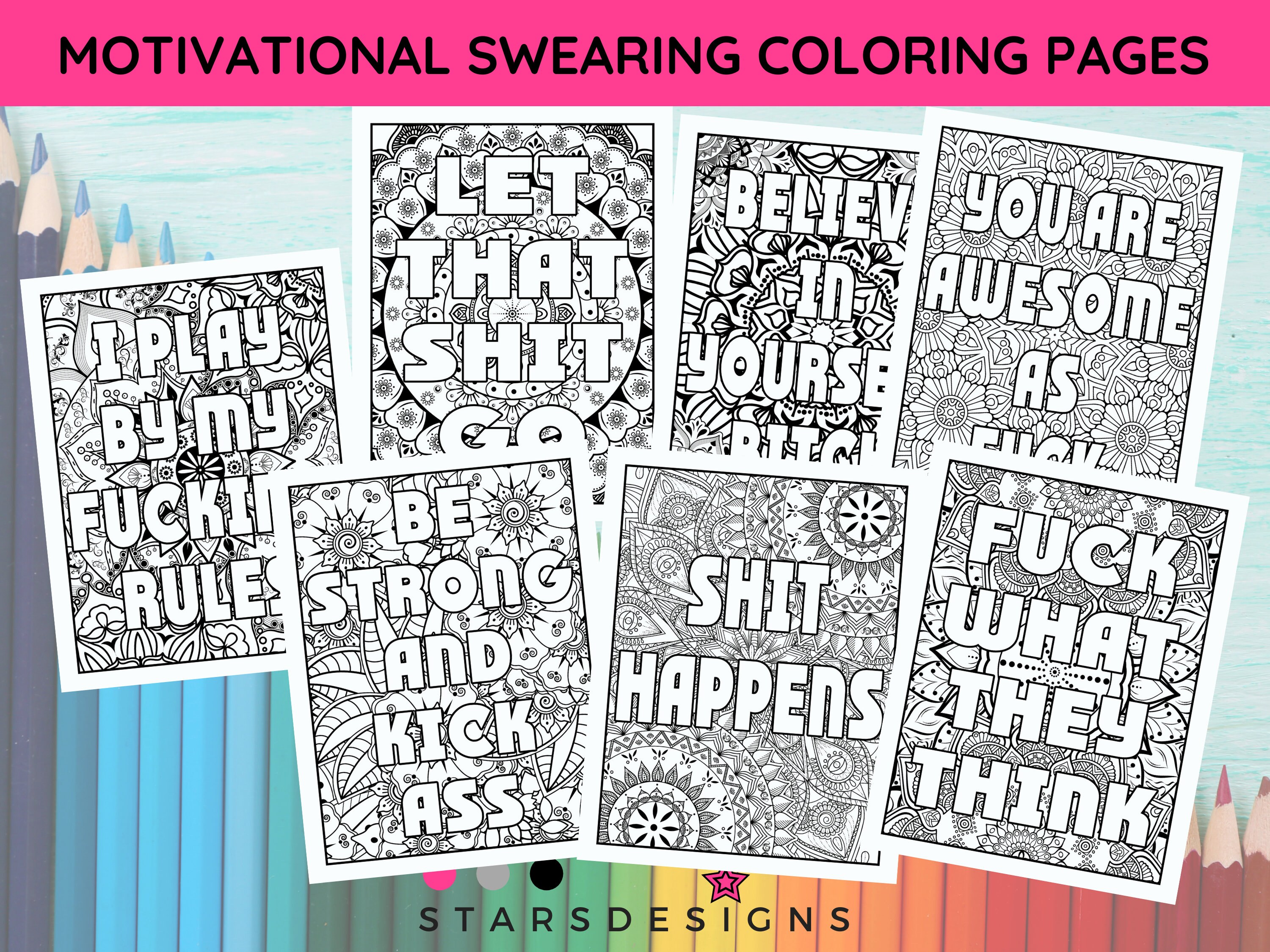 Motivational Swearing Coloring Pages for Adults - Etsy