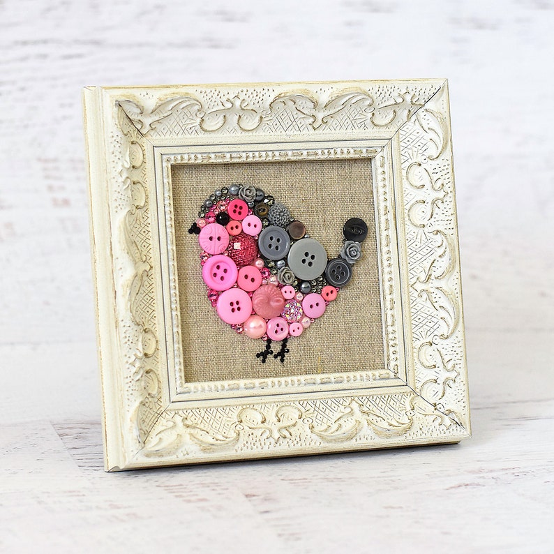 Made to Order Baby Bird Button Art Small Bird Wall Hanging - Etsy UK