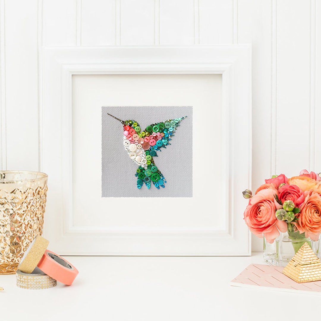 Custom Hummingbird Wall Art | Made to Order Button Picture ...
