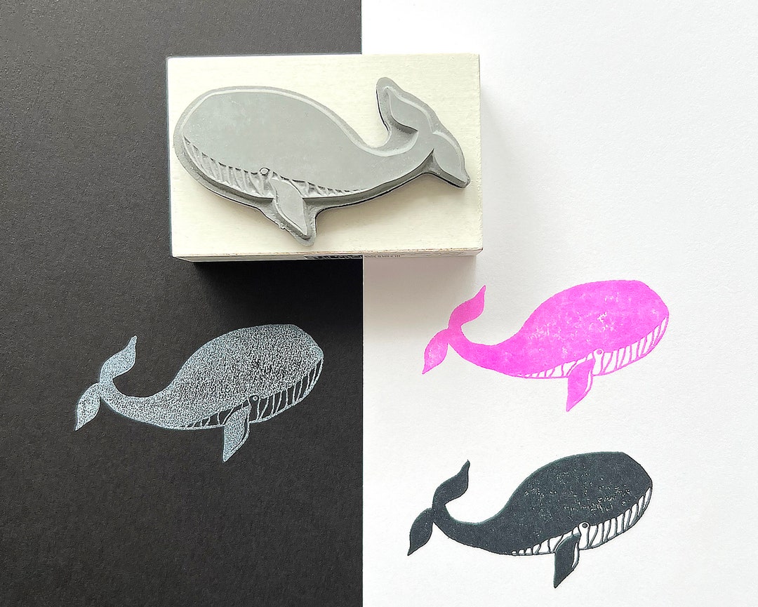 Rubber Stamp With Whale Design, Wooden Block Stamp for Scrapbooking ...