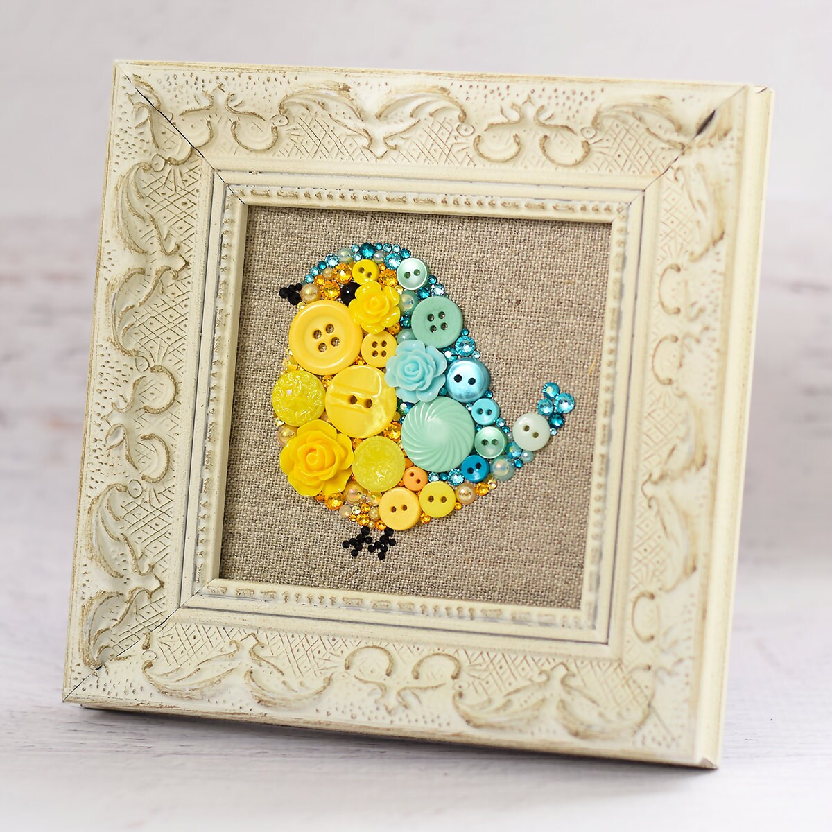 Made to Order Baby Bird Button Art Small Bird Wall Hanging - Etsy UK