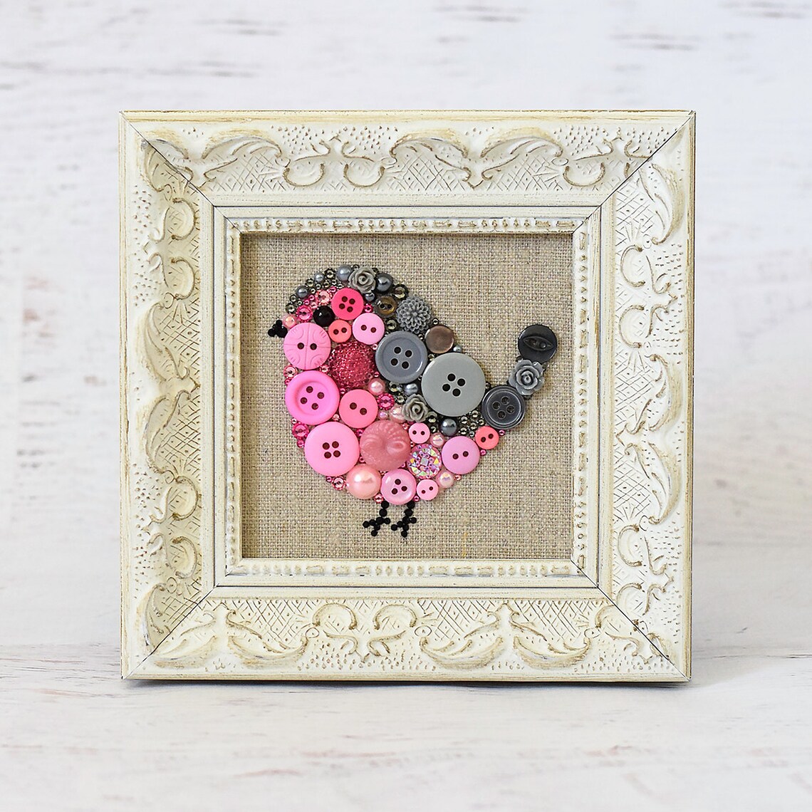 Made to Order Baby Bird Button Art Small Bird Wall Hanging | Etsy UK