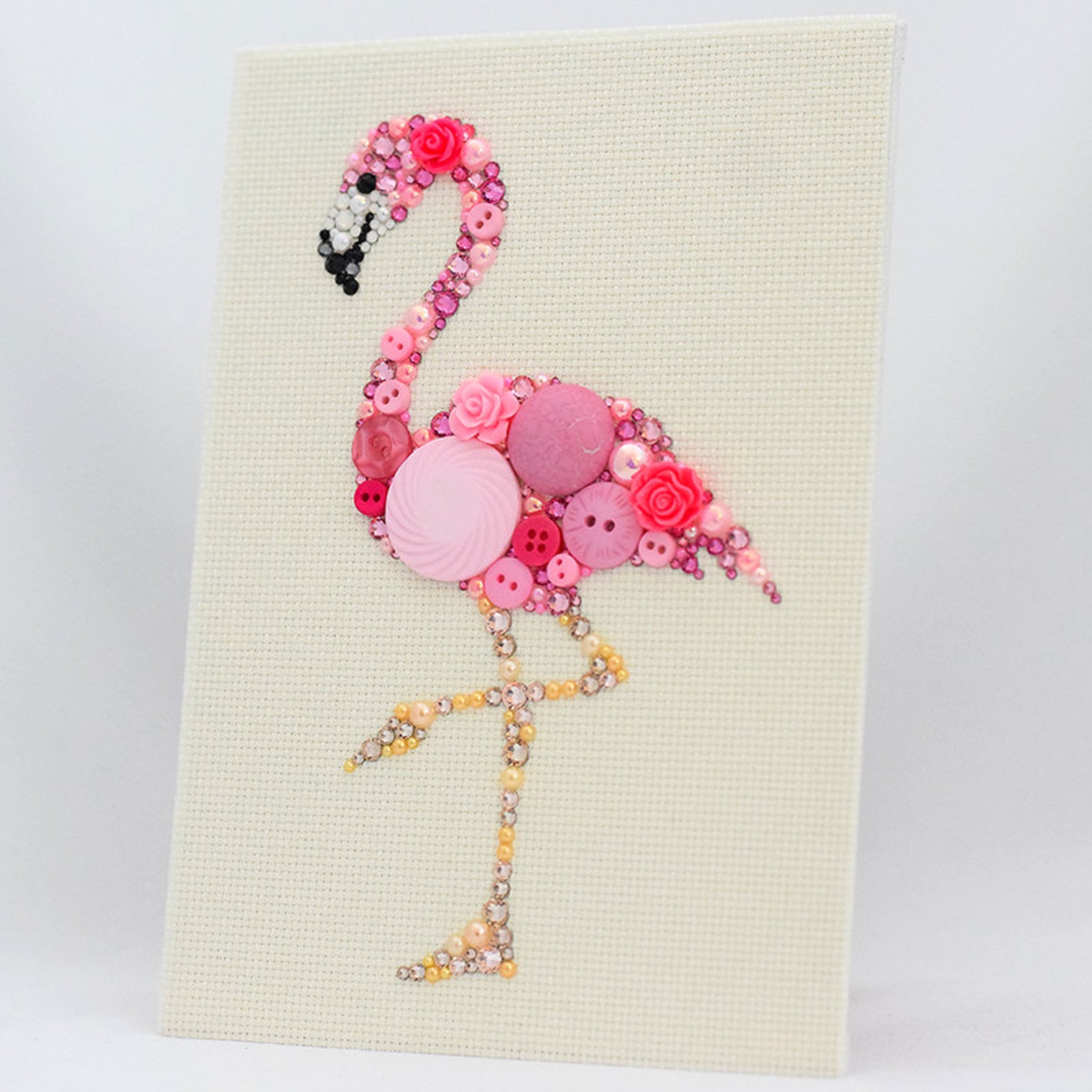 Made to Order Pink Flamingo Button Art Pink Flamingo Wall - Etsy