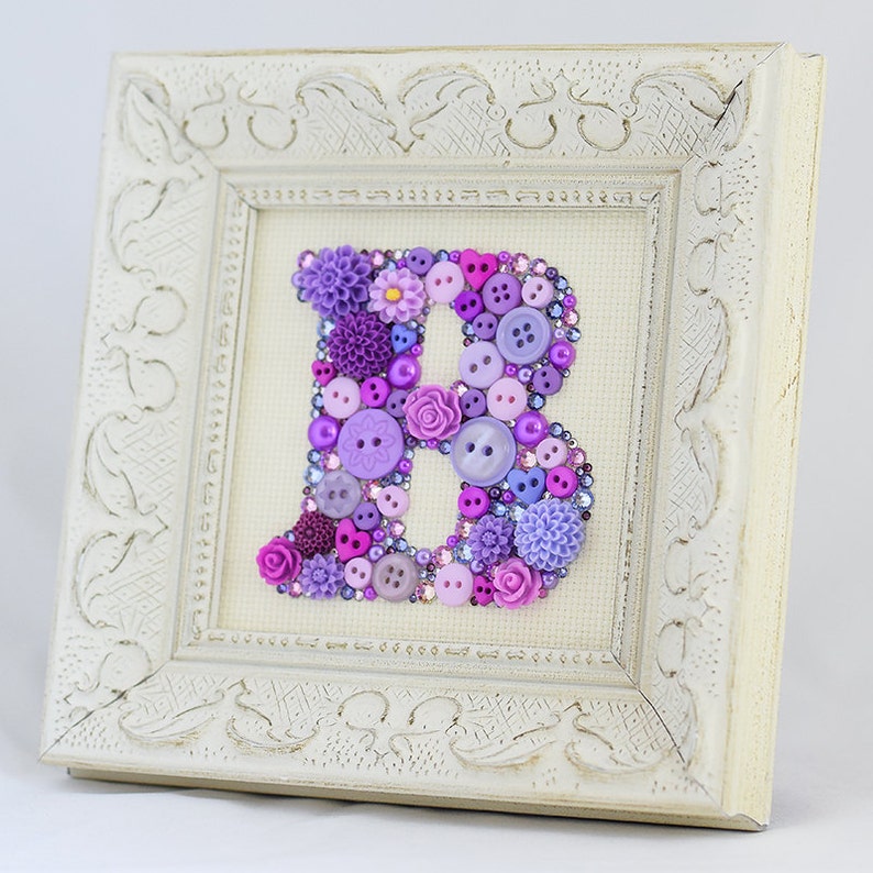Monogram Letter Custom Framed Button Letter Art Nursery - Etsy UK