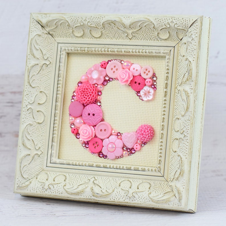 Monogram Letter Custom Framed Button Letter Art Nursery - Etsy UK