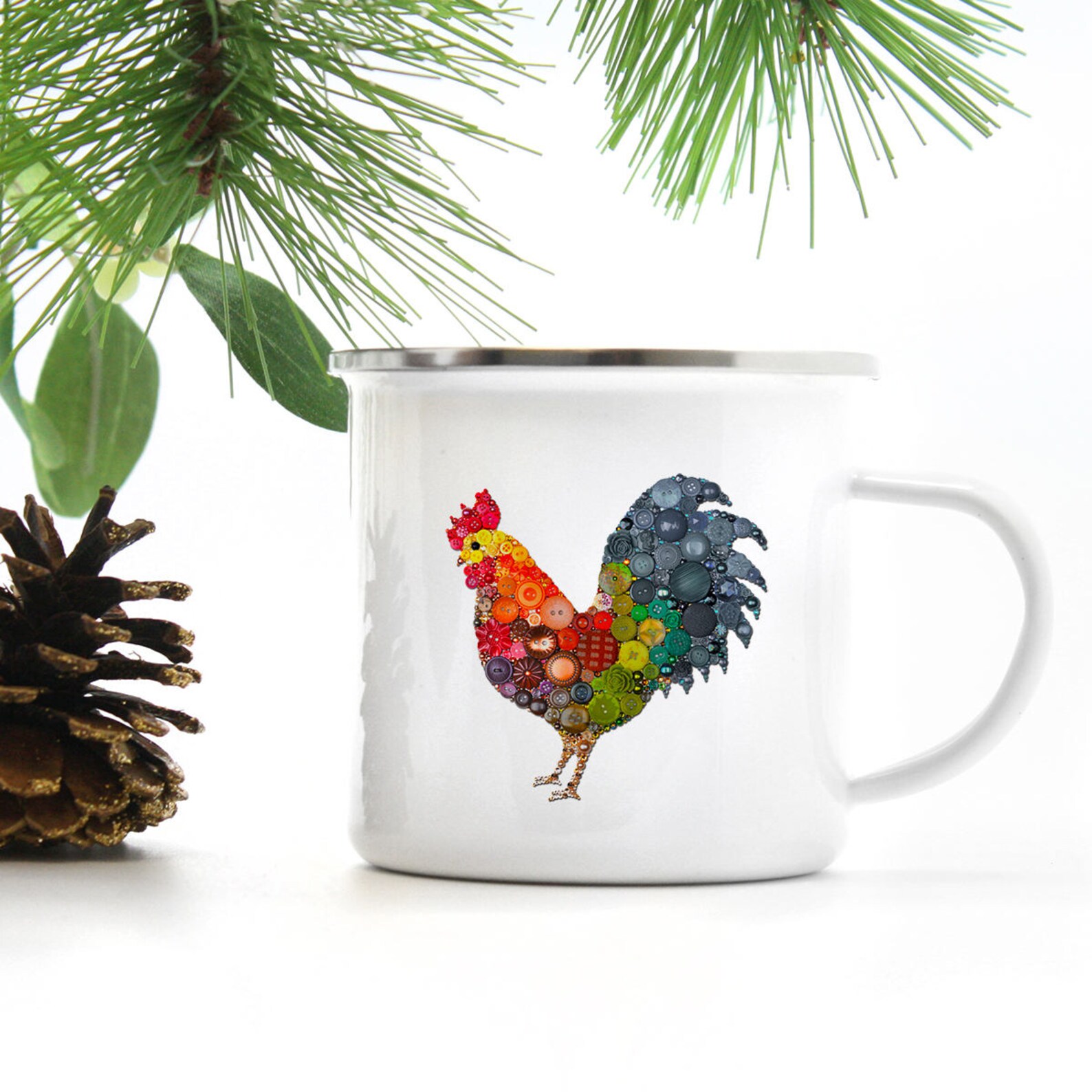 Small Rooster Coffee Mug 10oz Mug Rooster Camp Mug | Etsy