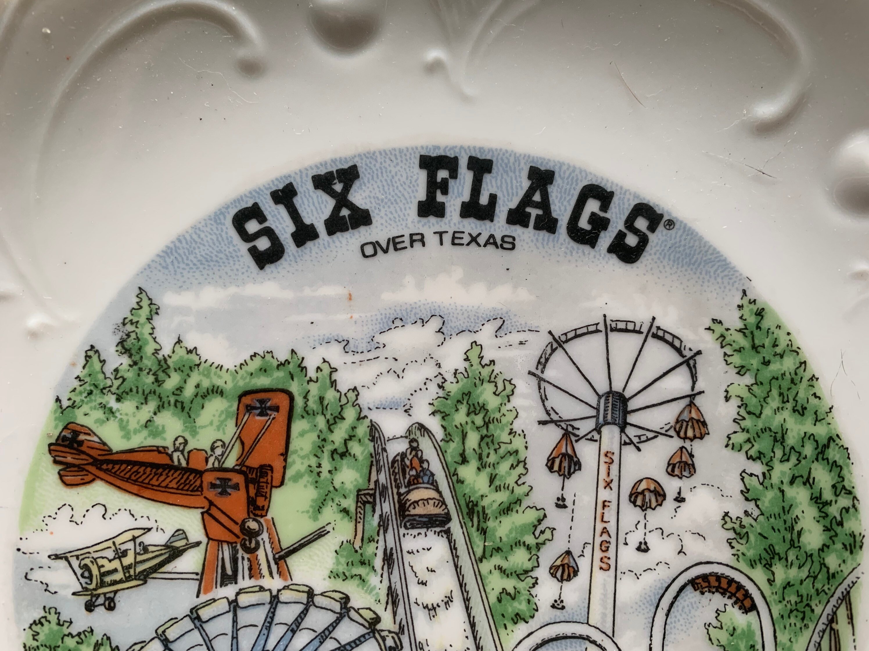 Vintage Six flags over Texas Souvenir Plate | Etsy