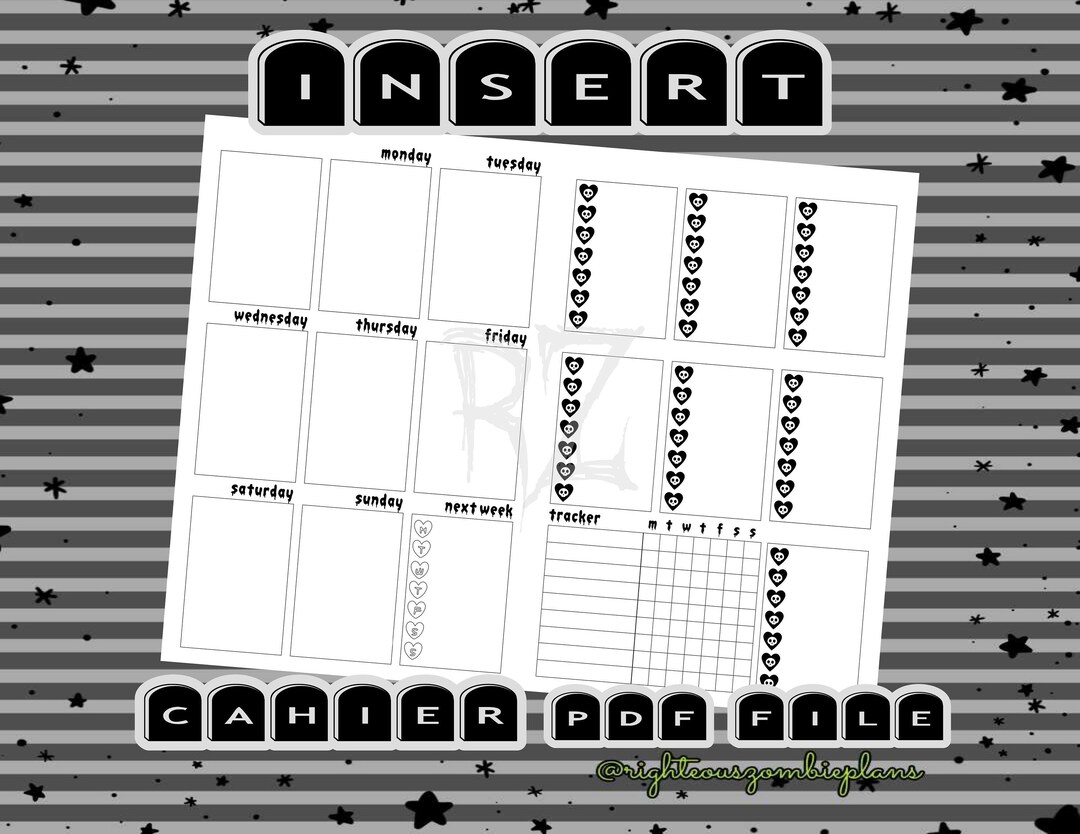 Emo Heart: Cahier Travelers Notebook Printable Insert Weekly - Etsy.de