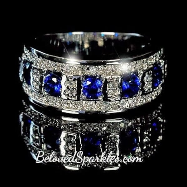 Diamond Encrusted Wedding Band - Etsy