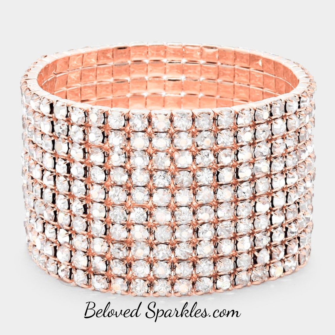 Rhinestone 10 Rolls Stretch Cuff Bracelet Crystal Round Cut - Etsy