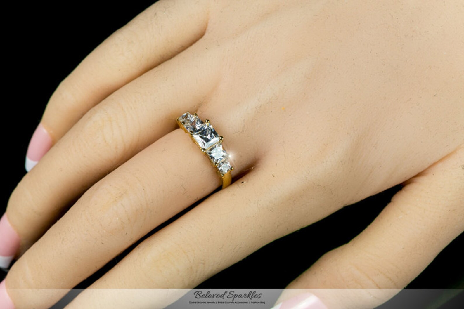 Johanna 5-stone Princess Cut 2ct Cubic Zirconia Gold Engagement ...
