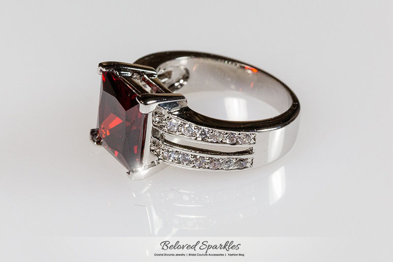 Lola 11mm Ruby Red 7.5ct Princess Cut Solitaire CZ Engagement - Etsy
