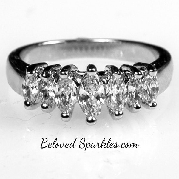7 Stone Diamond Marquise Anniversary Band - Etsy