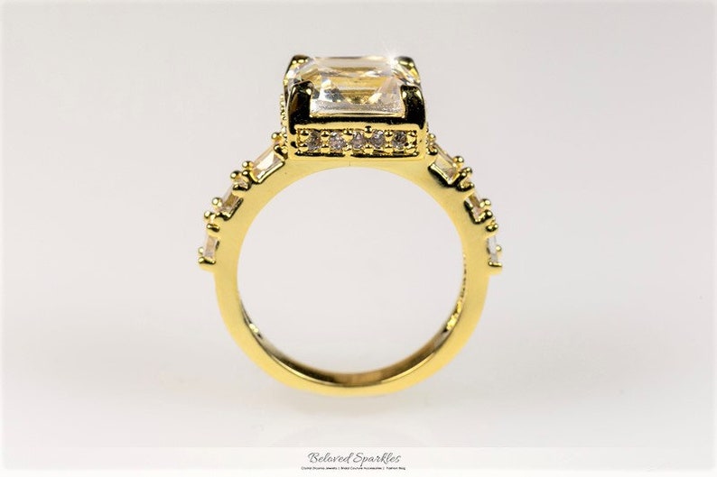 Lidia 9 5mm 4ct Asscher Cut 6ct Cubic Zirconia Gold Engagement Etsy